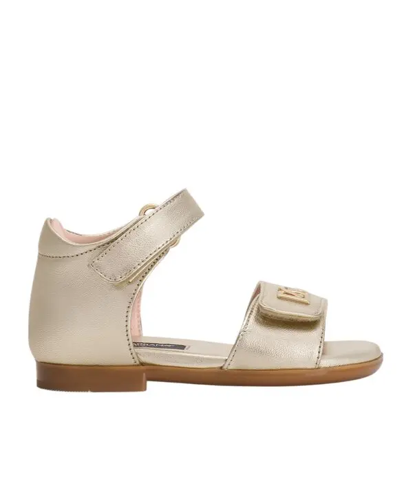Dolce & Gabbana Laminated Nappa Leather Logo Sandal
