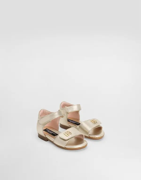 Dolce & Gabbana Laminated Nappa Leather Logo Sandal