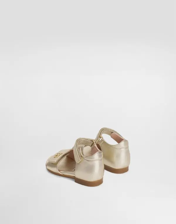 Dolce & Gabbana Laminated Nappa Leather Logo Sandal