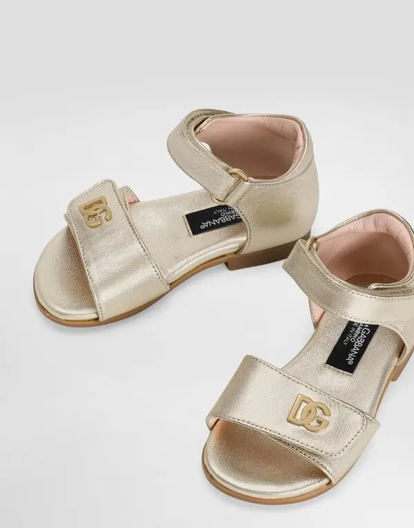Dolce & Gabbana Laminated Nappa Leather Logo Sandal