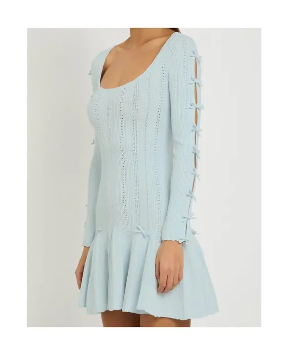LoveShackFancy Cut-out Long-sleeve Mini Dress