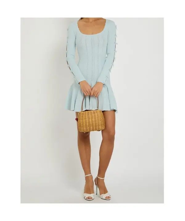 LoveShackFancy Cut-out Long-sleeve Mini Dress
