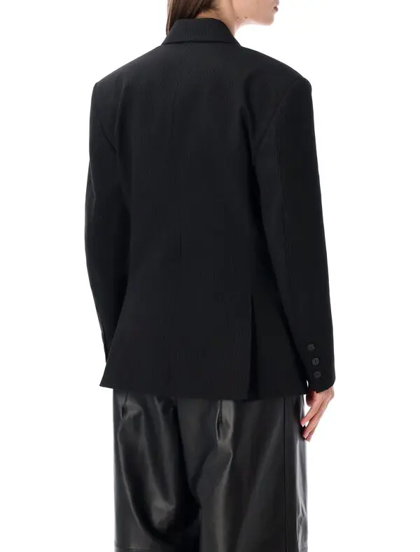 THE FRANKIE SHOP Pinstriped Double-breasted Blazer