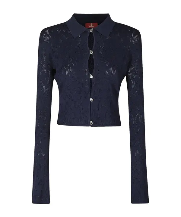 DONDUP Cropped Lace-knit Cardigan