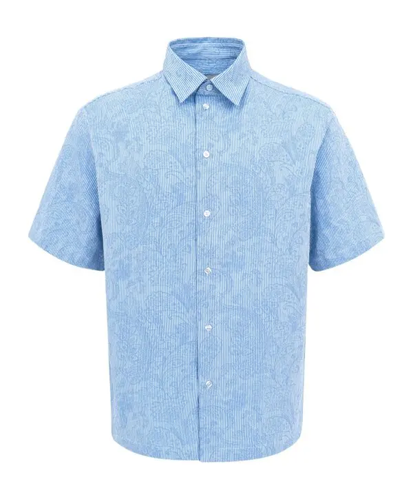 Etro Striped Short-sleeve Shirt With A Straight Collar - No
