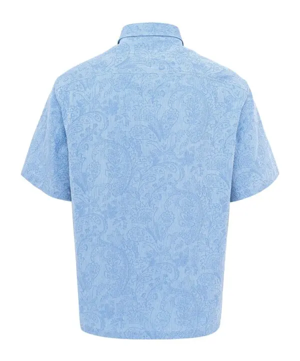 Etro Striped Short-sleeve Shirt With A Straight Collar