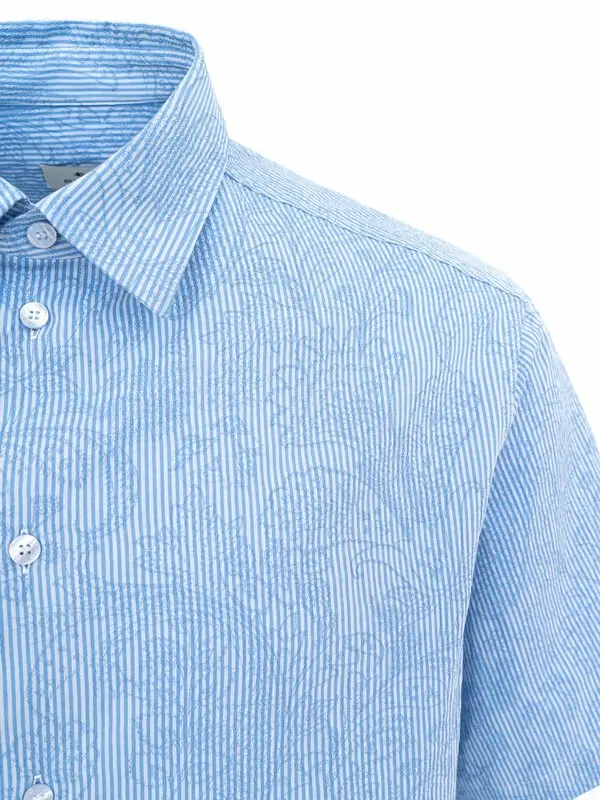 Etro Striped Short-sleeve Shirt With A Straight Collar