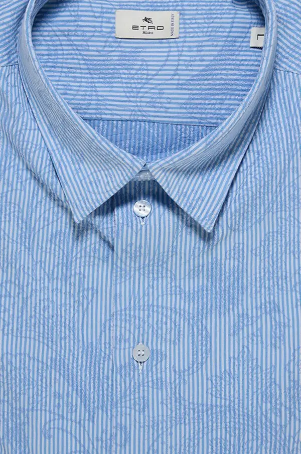 Etro Striped Short-sleeve Shirt With A Straight Collar