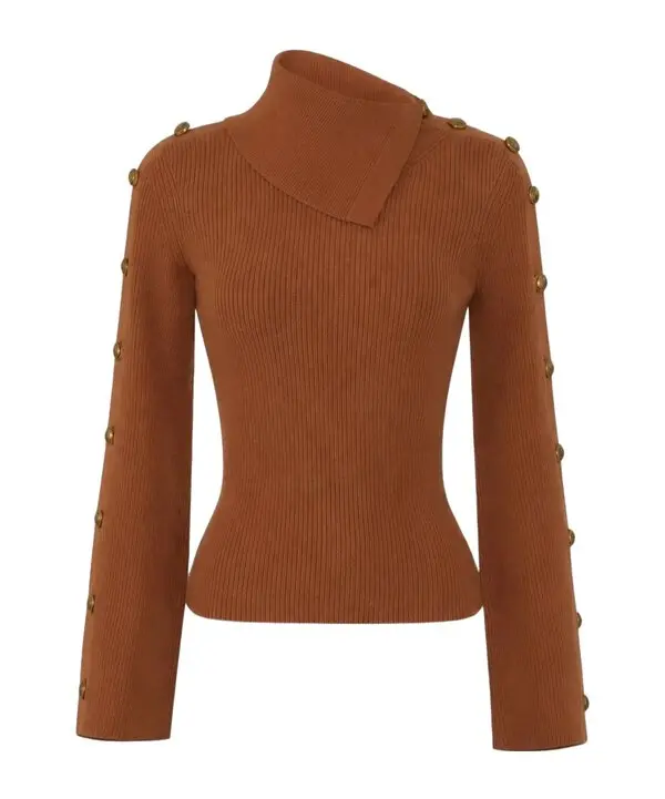 Elisabetta Franchi Knitted Sweater With Gemstone Buttons