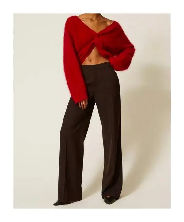 TWINSET Matte Satin Wide Leg Trousers