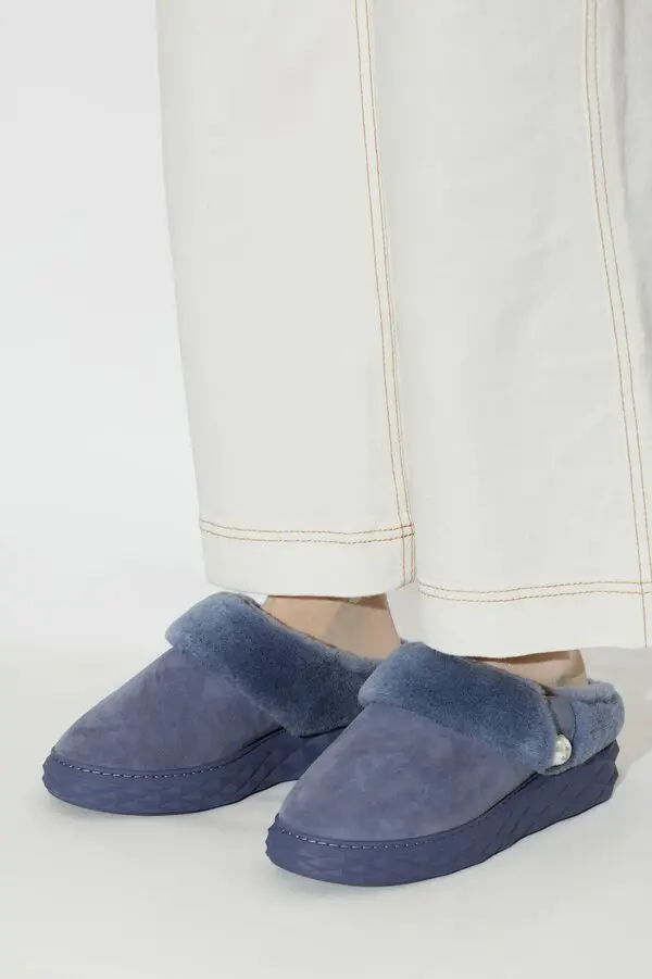 JIMMY CHOO Diamond Maxi Shearling Mules