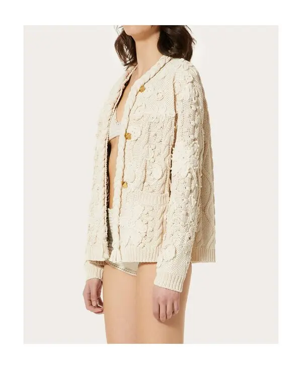 Valentino Garavani Flower Embroidered Cardigan