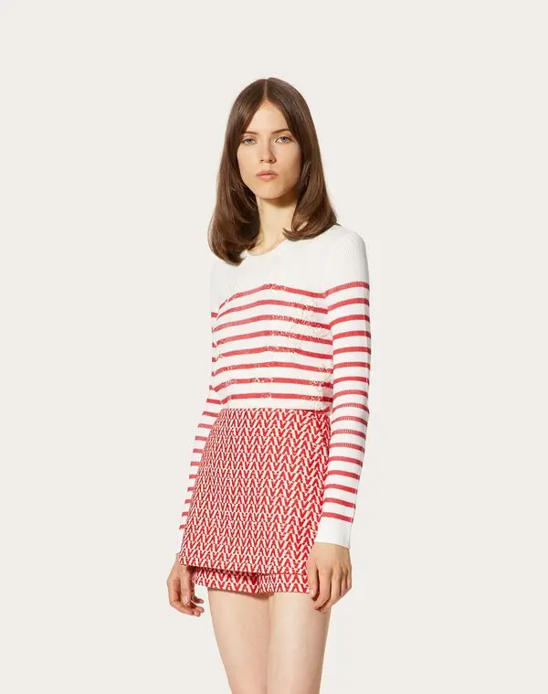 Valentino Garavani Striped Knitted Pullover