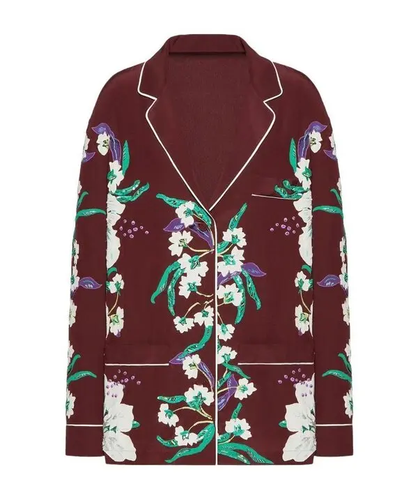 Valentino Garavani Floral Embroidery Pajamas Shirt - Red