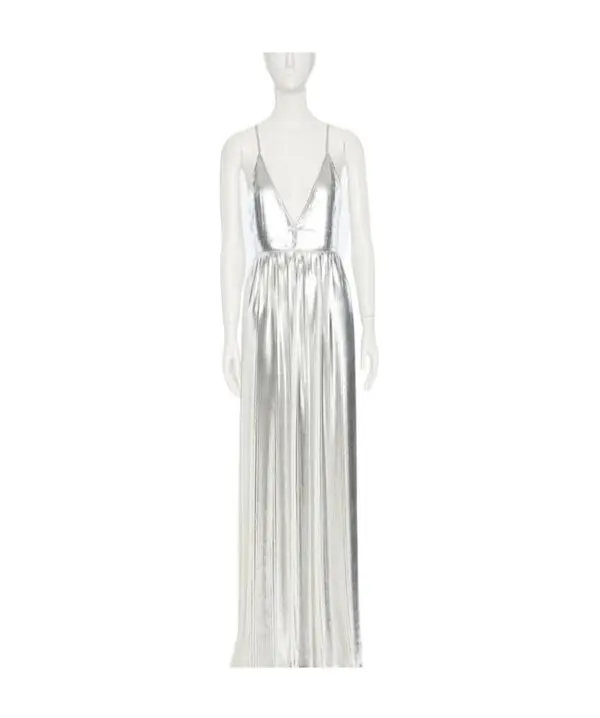 Valentino Garavani Open-back Metallic Gown - White