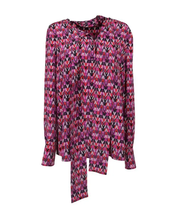 Valentino Garavani Motif-print Long-sleeve Blouse