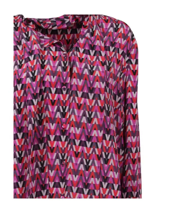 Valentino Garavani Motif-print Long-sleeve Blouse