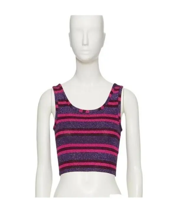 Valentino Garavani Metallic-knit Logo-detail Striped Top