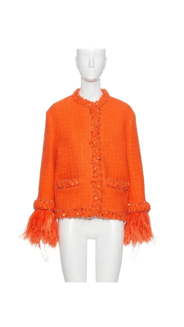 Valentino Garavani Rockstud Tweed Jacket - Orange