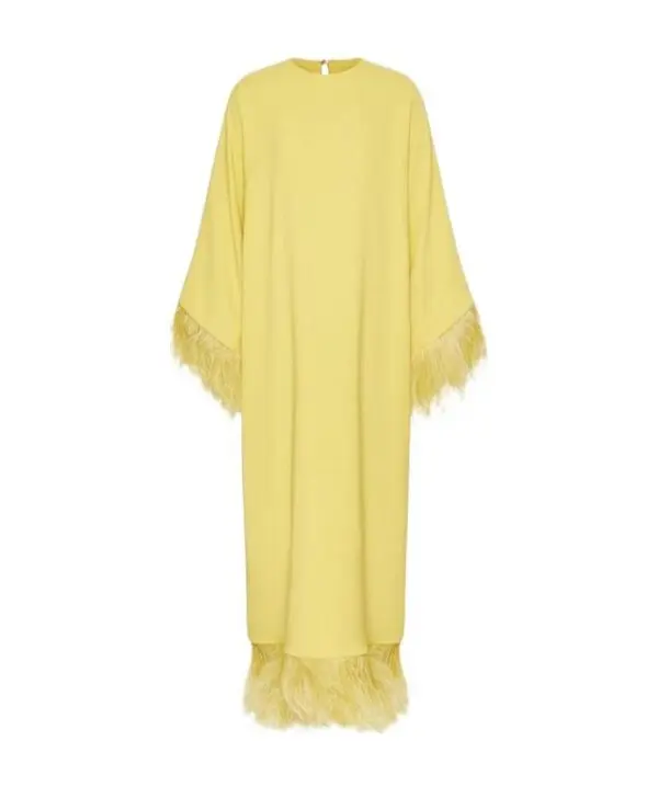 Valentino Garavani Feather-embellished Shift Dress - Yellow