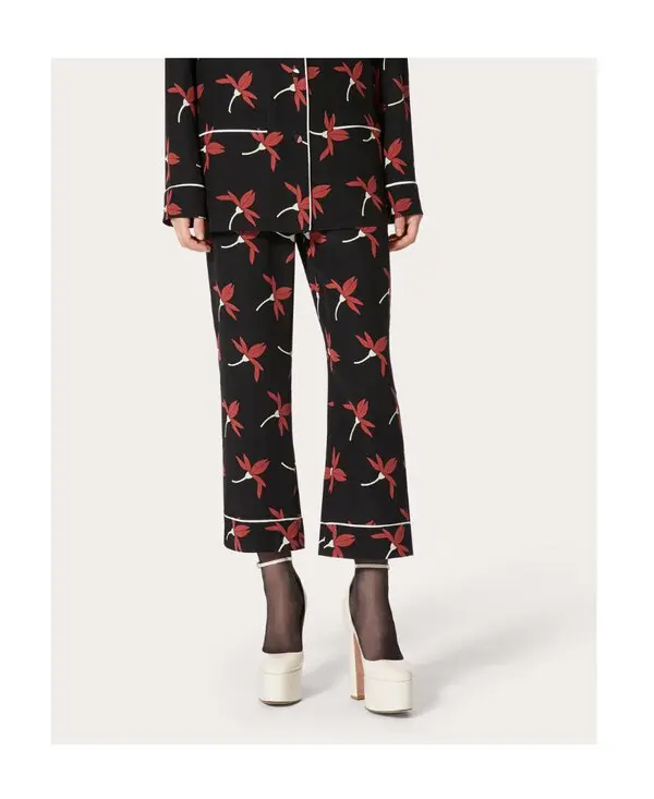 Valentino Garavani Fairy Flowers Print Cropped Trousers