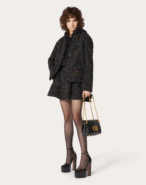 Valentino Garavani Dotted Tweed A-line Skirt