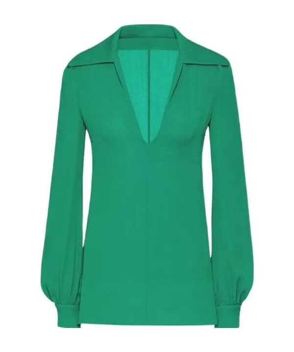 Valentino Garavani Spread-collar Silk Top - Green