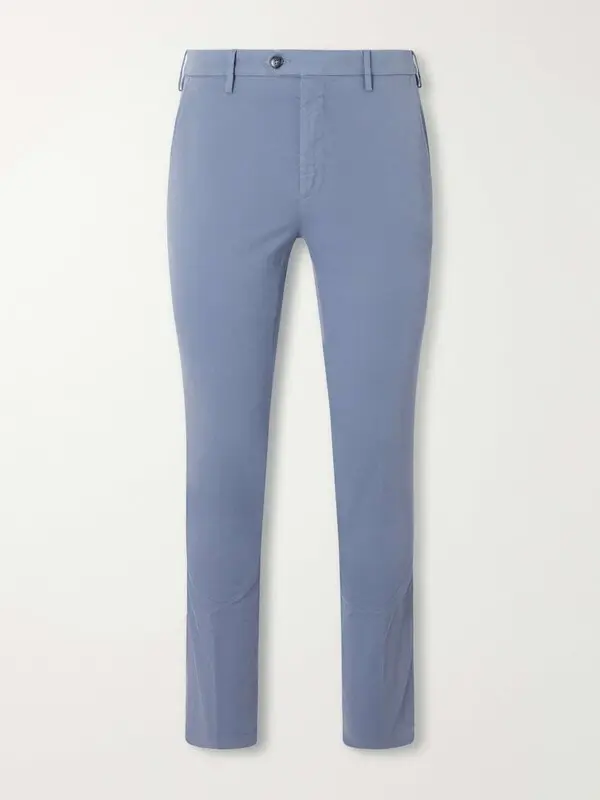 Canali Straight-leg Stretch-cotton Twill Trousers - Blue