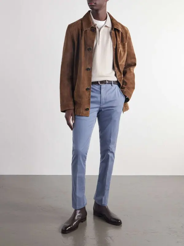 Canali Straight-leg Stretch-cotton Twill Trousers
