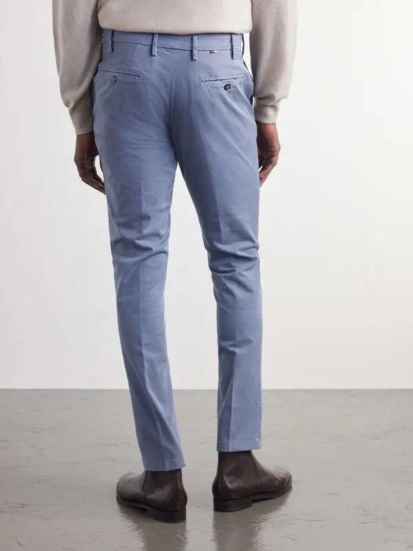 Canali Straight-leg Stretch-cotton Twill Trousers