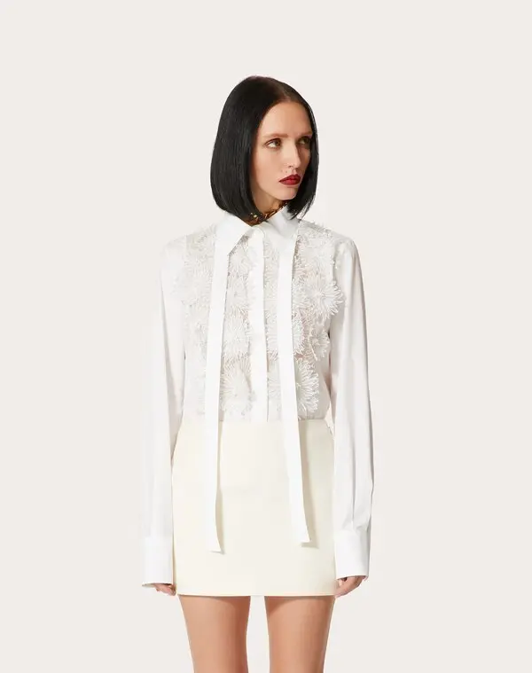 Valentino Garavani Embroidered Front-tie Shirt