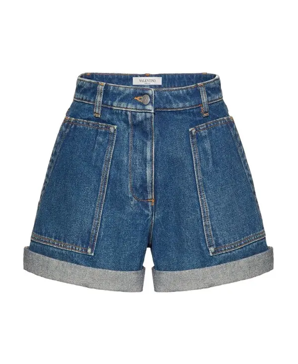 Valentino Garavani Mid-rise Denim Shorts