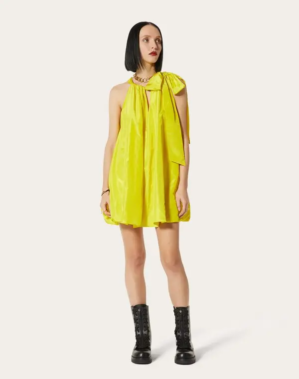 Valentino Garavani Gathered-neck Silk Shift Dress