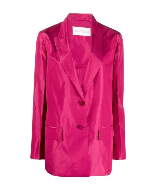 Valentino Garavani Crinkled-effect Single-breasted Blazer - Pink
