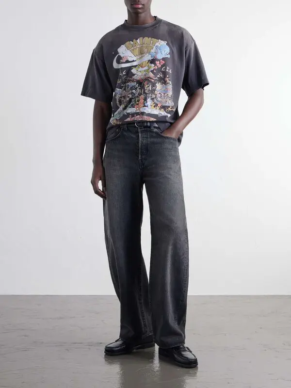 SAINT MXXXXXX Living Printed Distressed Cotton-jersey T-shirt