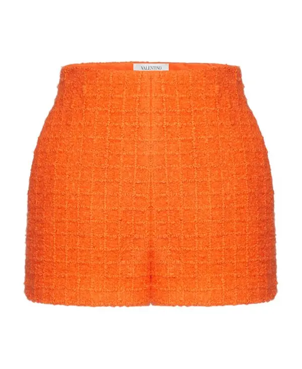 Valentino Garavani High-waisted Tweed Shorts - Orange