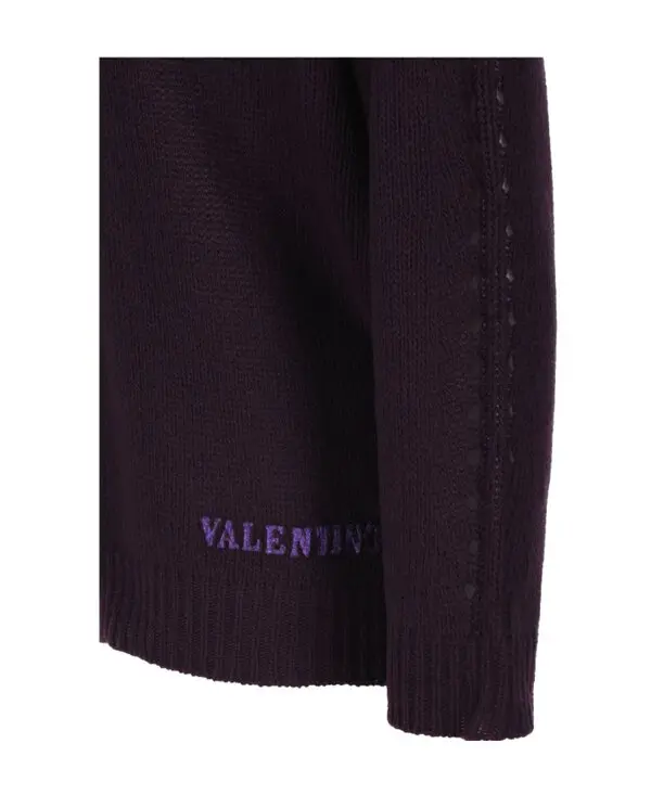 Valentino Garavani Burgundy Ribbed Sweater