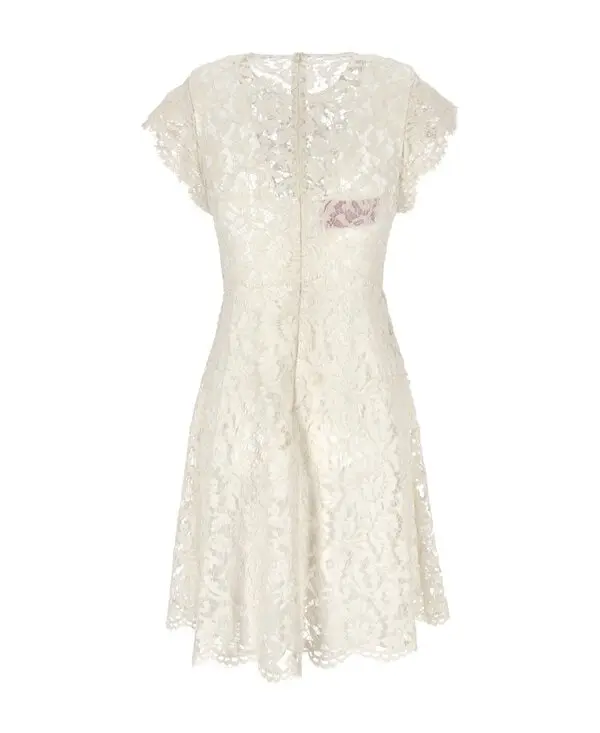 Valentino Garavani Lace-overlay Cap-sleeve Mini Dress