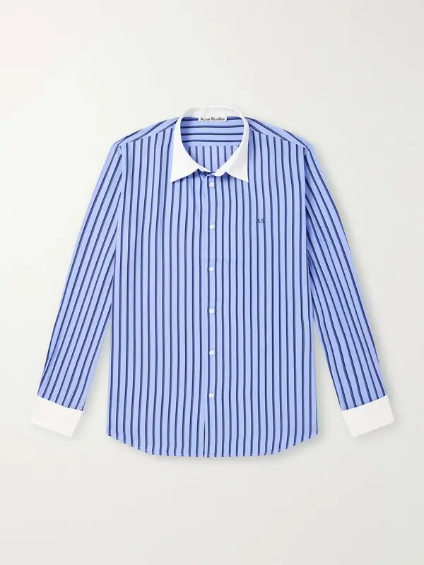 Acne Studios Logo-embroidered Striped Poplin Shirt