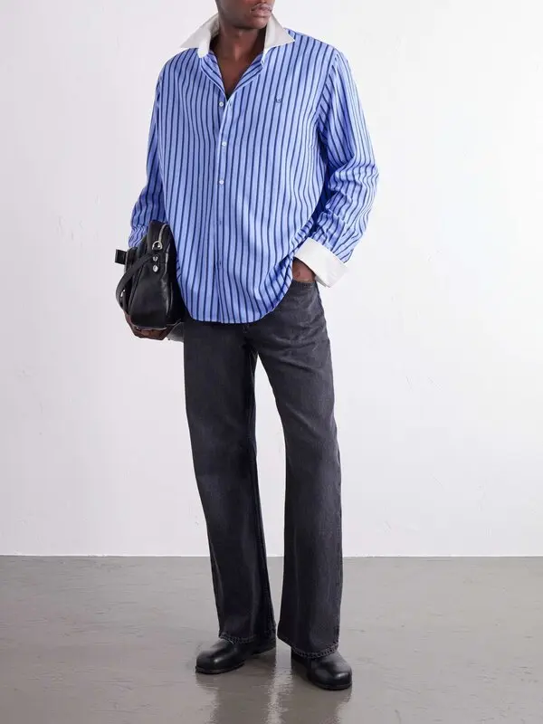 Acne Studios Logo-embroidered Striped Poplin Shirt