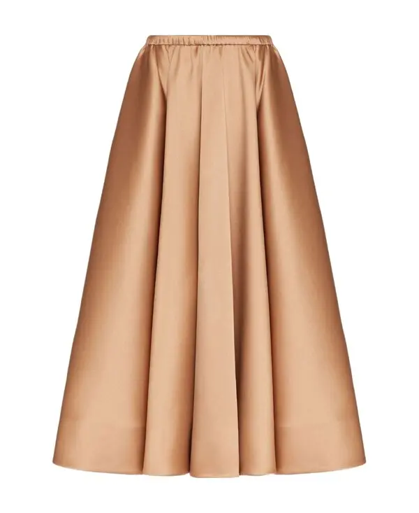 Valentino Garavani High Waist Pleated Midi Skirt - Nude