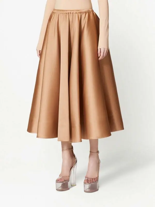 Valentino Garavani High Waist Pleated Midi Skirt