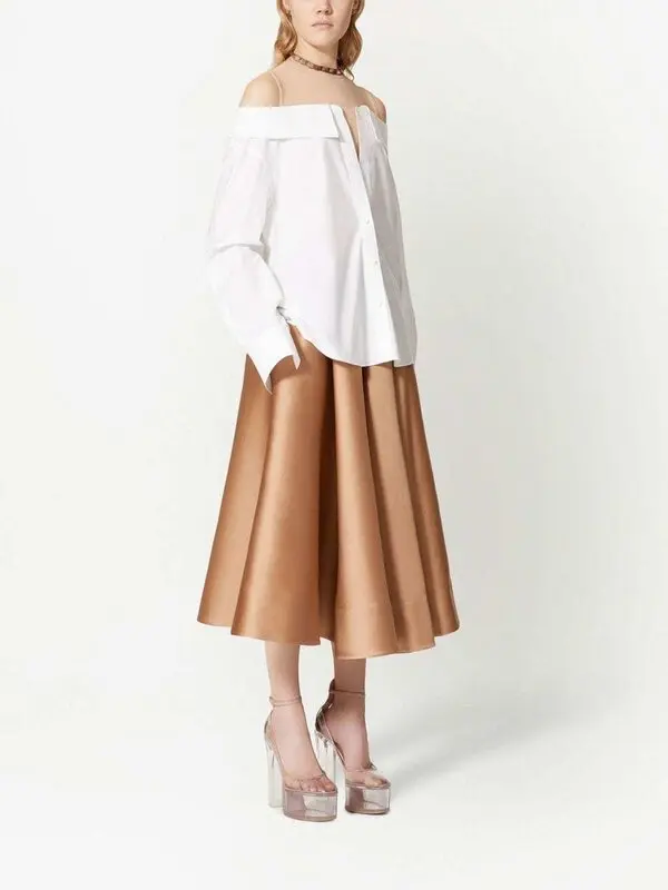 Valentino Garavani High Waist Pleated Midi Skirt