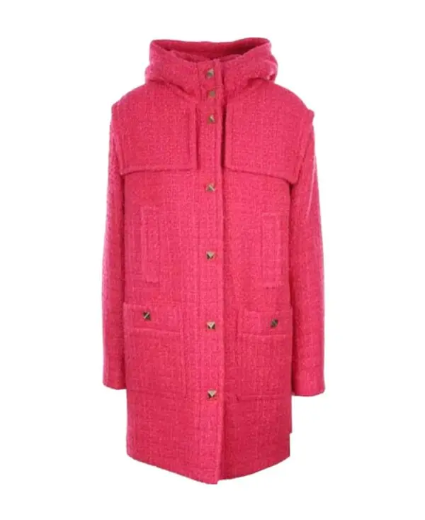 Valentino Garavani Rivet Hooded Coat - Red