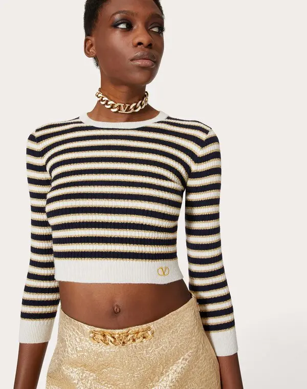 Valentino Garavani Striped Cropped Jumper