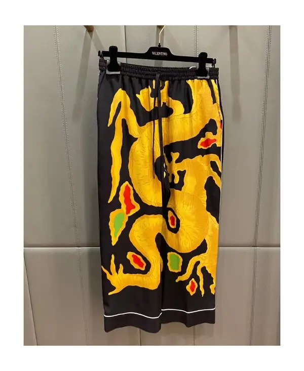Valentino Garavani Drawstring Wide Leg Cropped Trousers