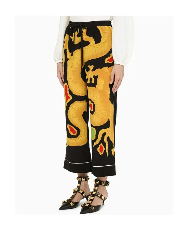 Valentino Garavani Drawstring Wide Leg Cropped Trousers