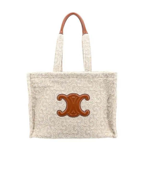 Celine Large Cabas Thais In Textile With Triomphe All-over