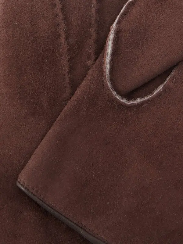 Mr P. Shearling-trimmed Suede Gloves