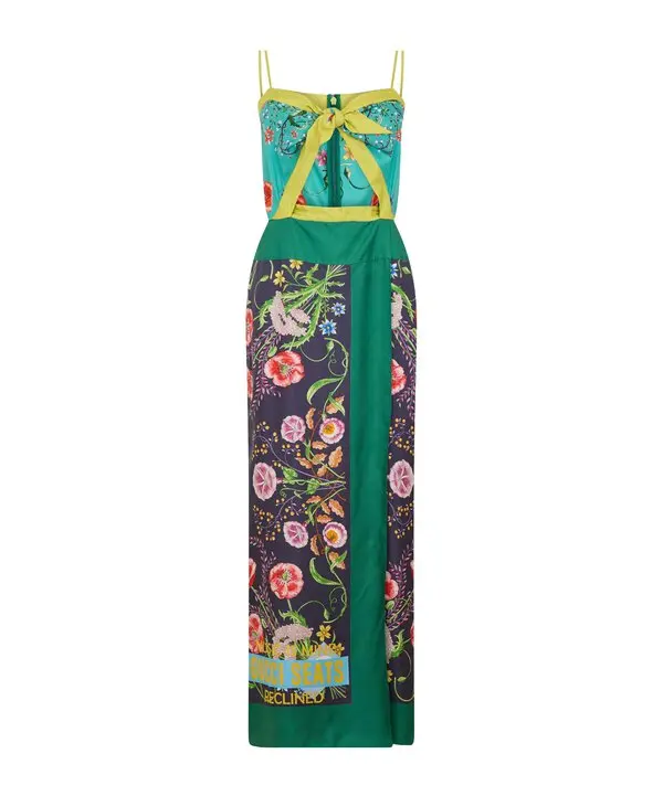 Gucci Colorblock Floralprint Slip Maxi Dress